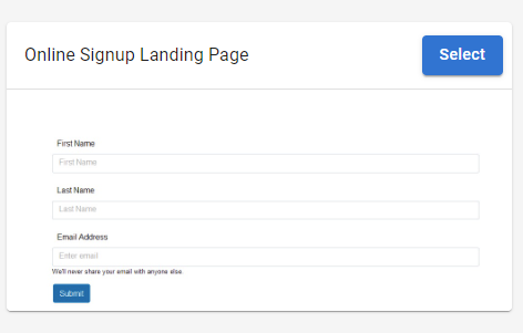 How to Create a Sign Up form as a Landing Page